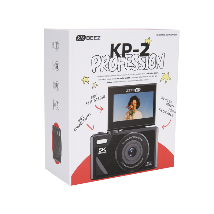 KiTBEEZ KP-2 180°Flip Screen Selfie 5K Camera